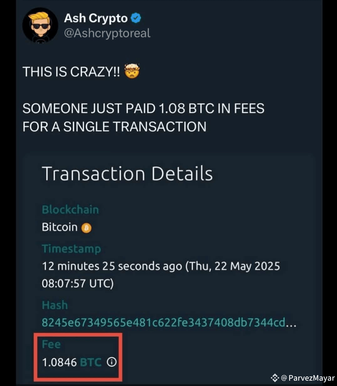 Is this true that someone paid 1.086 $BTC for gas fee?🤔 | ParvezMayar ...