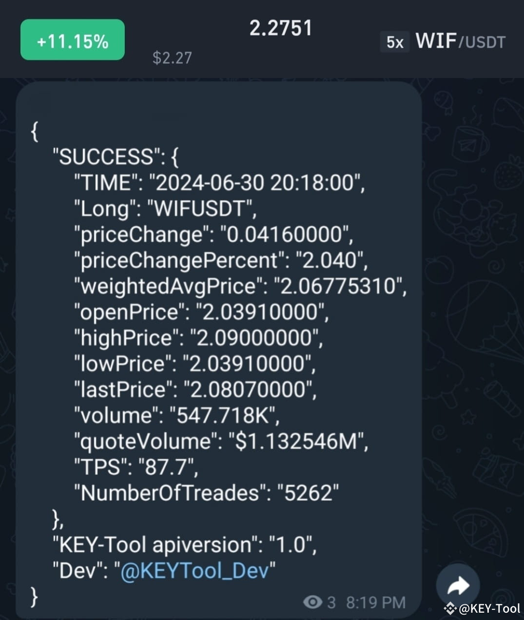 Pictures of the liquidity pumping bot MLN 20% ZRO 20% WIF 1 | KEY-Tool ...