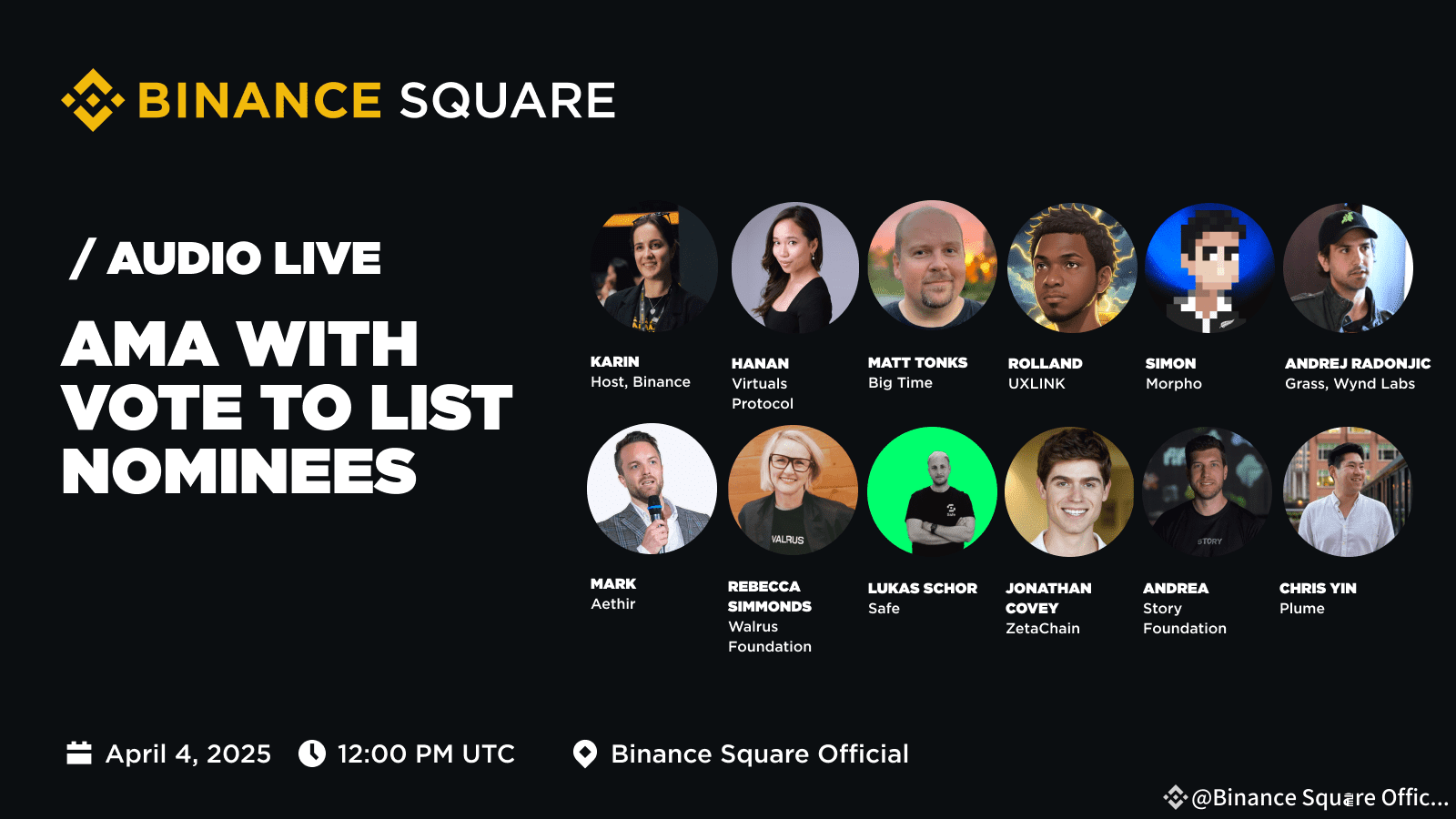 🔊 AMA Alert: Meet the 2nd batch of “Vote to List” nominees! | Binance ...