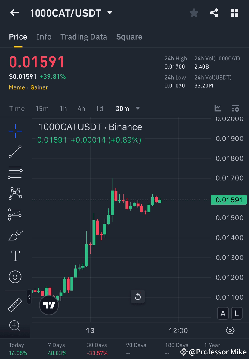 $1000CAT /USDT – Bull Run Confirmed!🔥💯 1000CAT has surged | Professor Mike on Binance Square