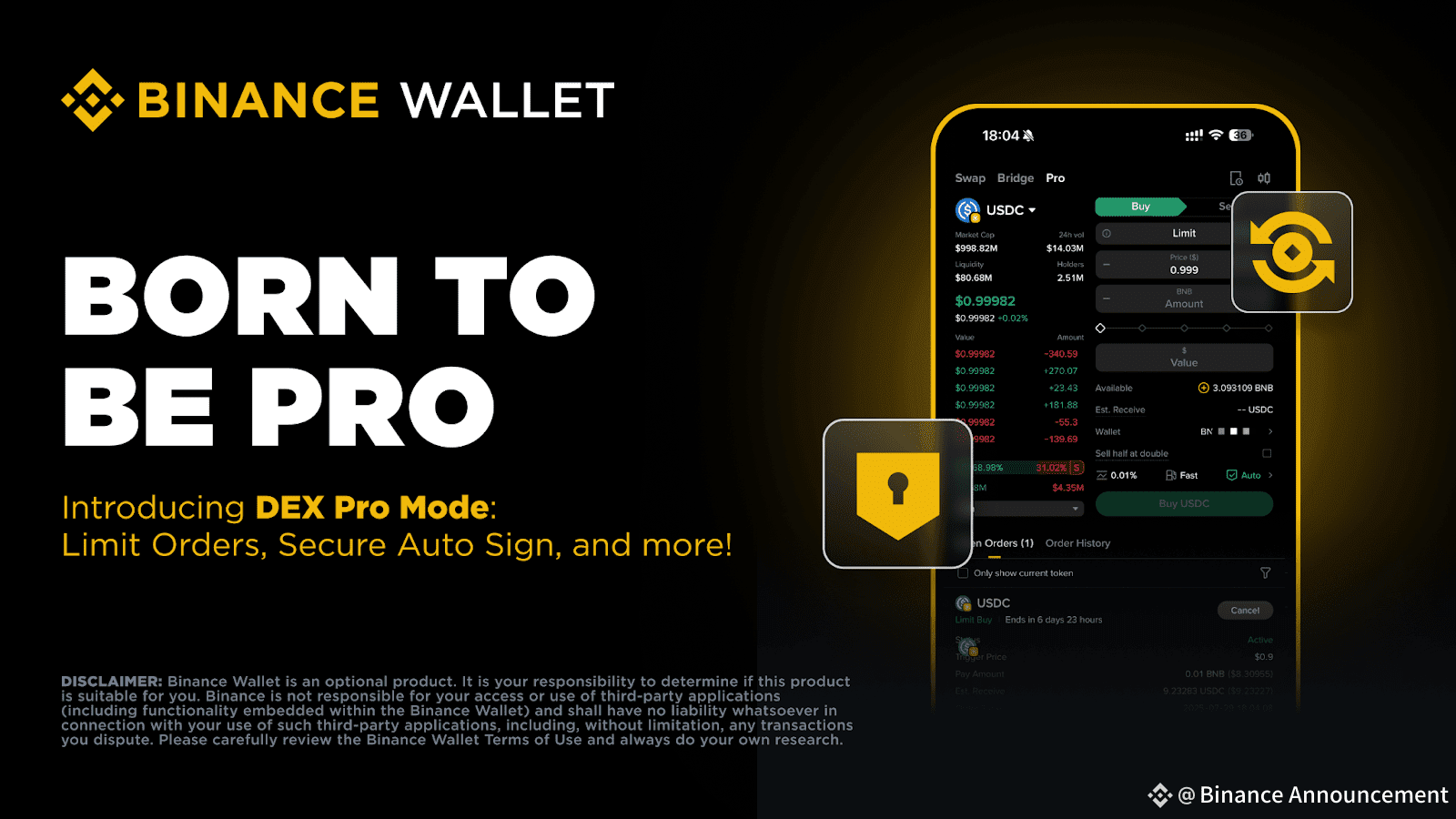 Binance Wallet Launches the DEX Pro Mode Powered by Secure Auto Sign | Binance Announcement on ...