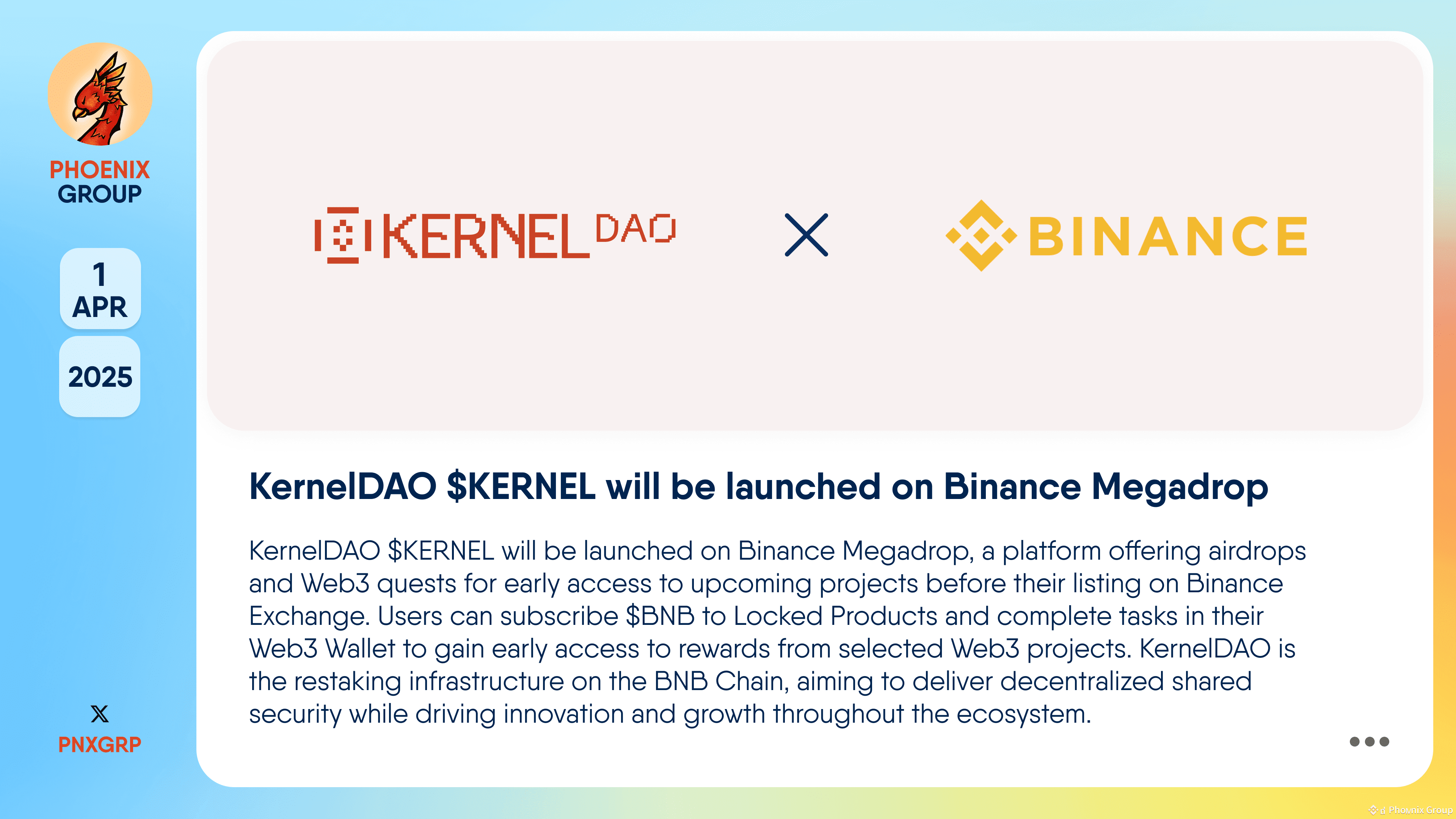 KernelDAO $KERNEL will be launched on Binance Megadrop #K | Phoenix Group on Binance Square