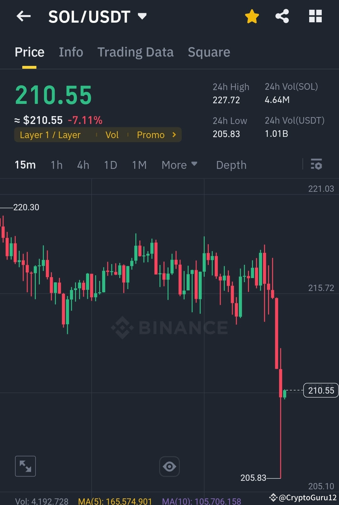 $SOL /USDT – Major Breakdown Alert Entry Zone: $205.00 - $2 | CryptoGuru12 on Binance Square