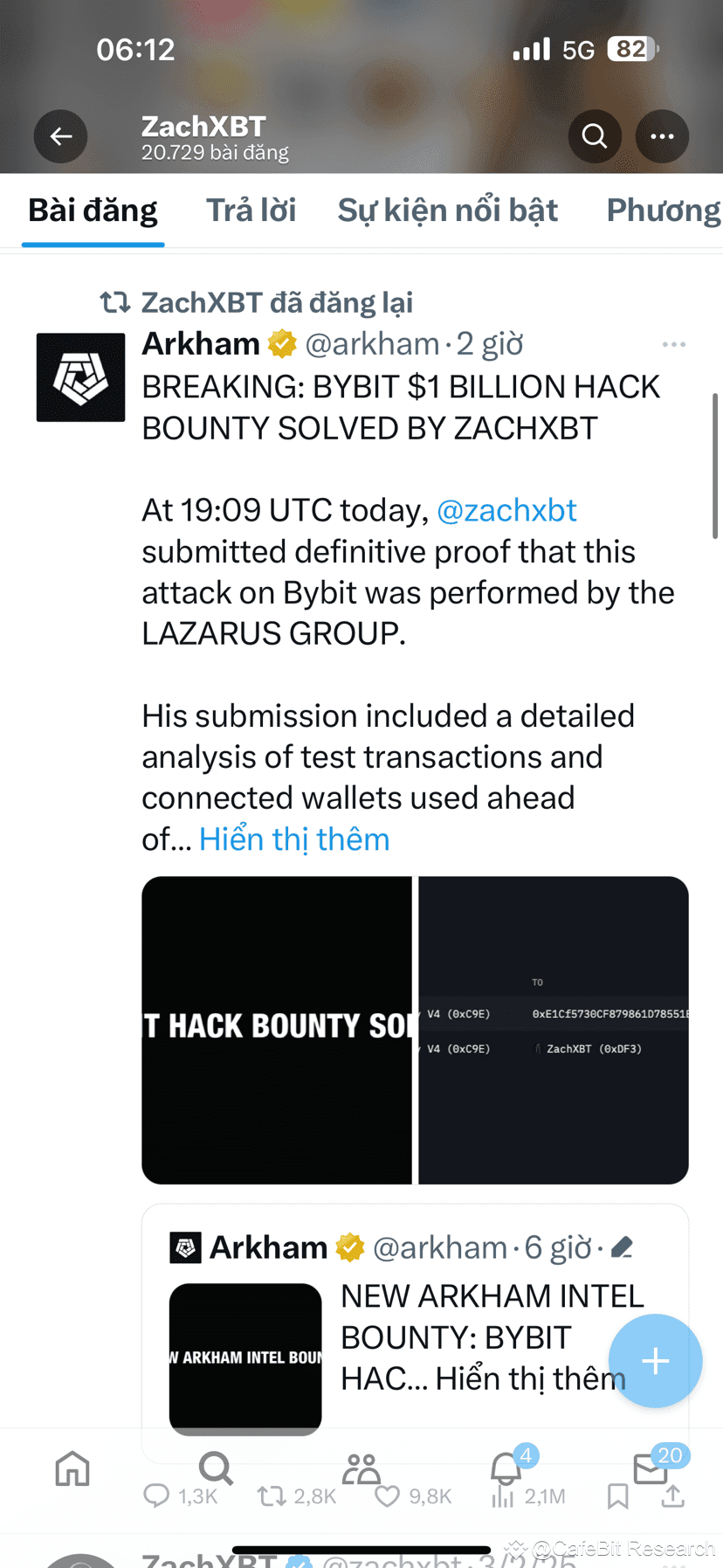😎 ZachXBT Confirms Lazarus Group Behind Bybit Hack At 2 ho | CafeBit Research on Binance Square