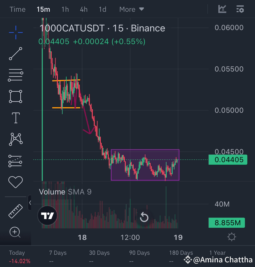 $1000CAT remains in a downtrend but is currently consolidati | Amina Chattha on Binance Square