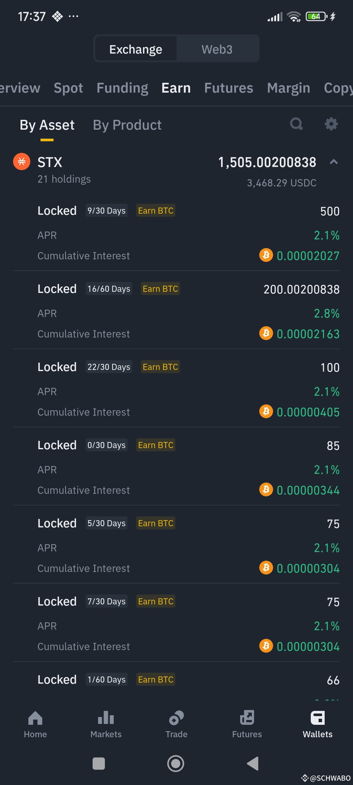 Binance earn..STX..Locked staking 30,60,90 or 120 days..afte | SCHWABO on Binance Square