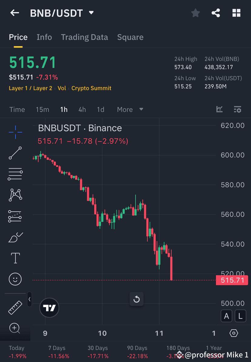 $BNB /USDT Short Trade Alert: Bearish Momentum and Breakdown | professor Mike 1 on Binance Square
