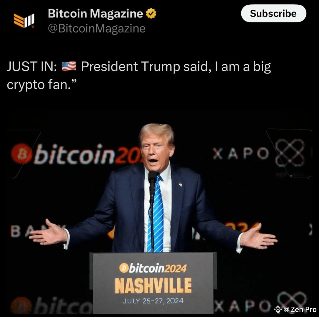 🚨 🚨 Just in: President Trump said, “I am a big crypto fan. | Zen Pro on ...