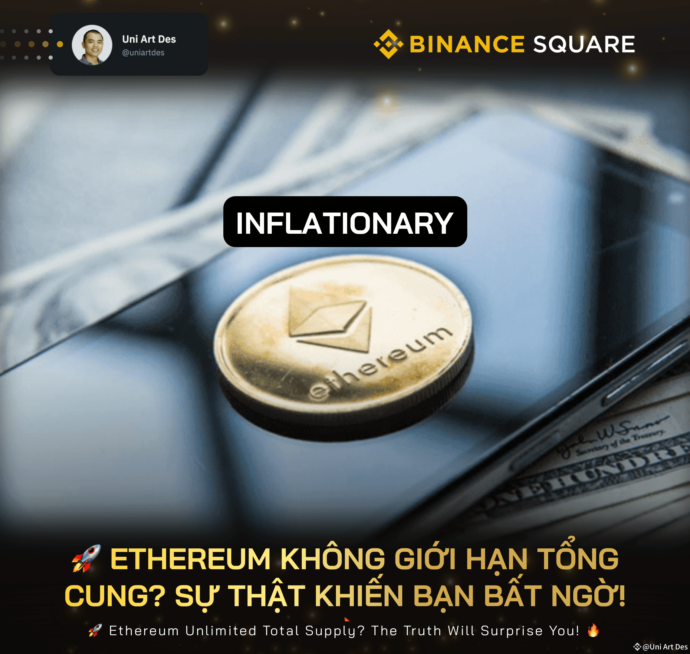 Ethereum ($ETH ) does not have a total supply limit like Bit | Uni Art Des on Binance Square
