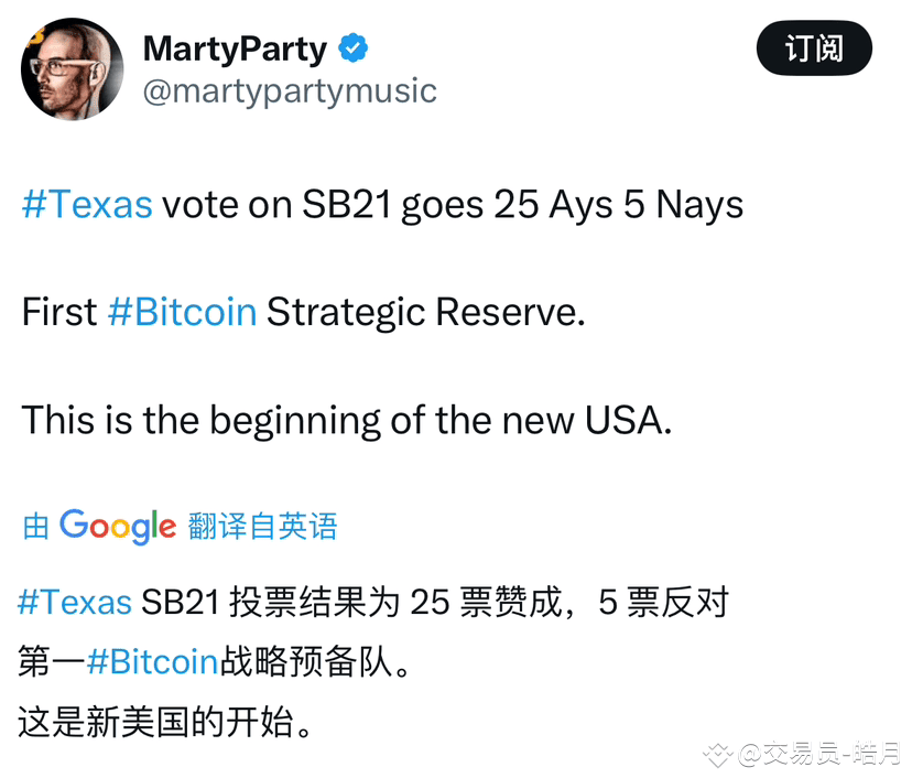 #美国加密战略储备 Texas cryptocurrency SB bill initially passed (so | 交易员-皓月 on ...