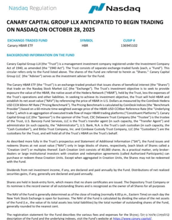📈 Nasdaq has officially listed the Canary $HBAR ETF | Crypto Father MS ...