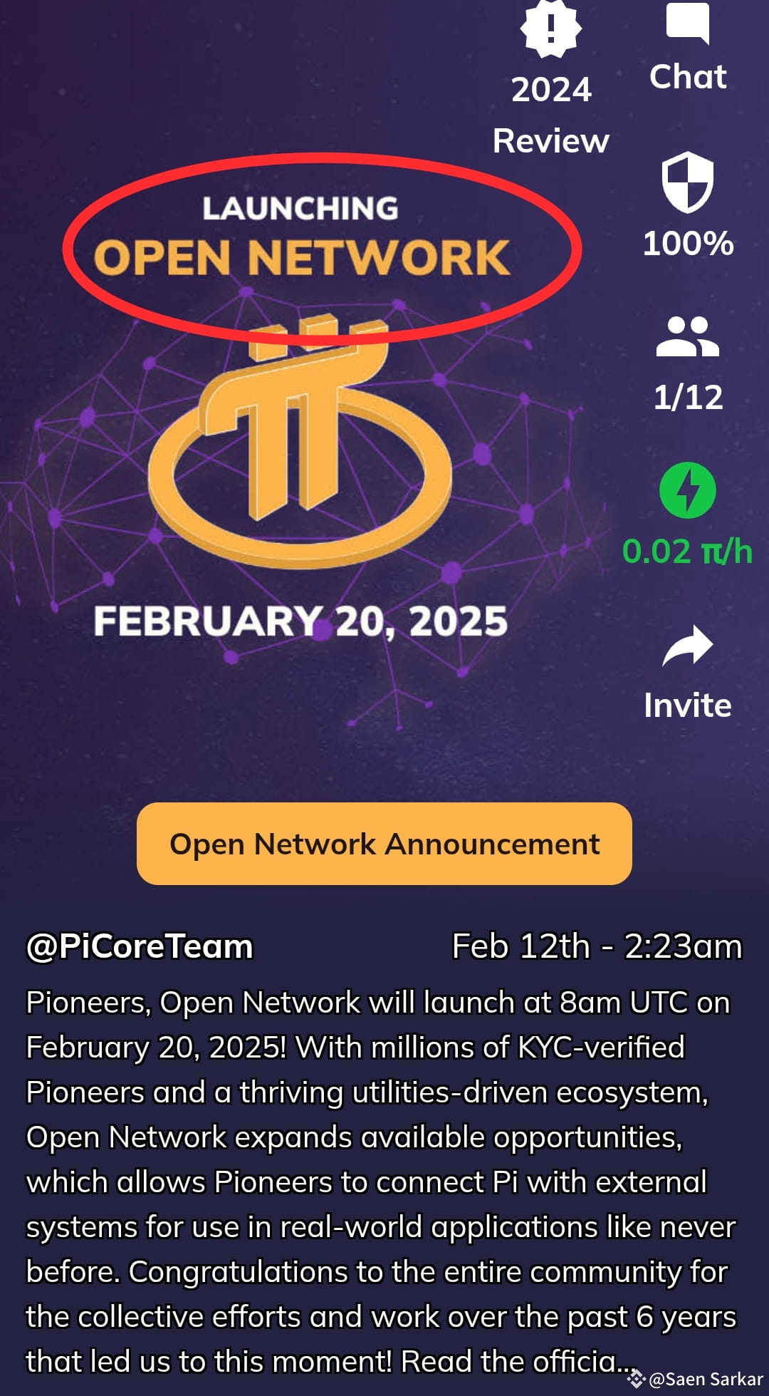 #pi Much awaited news PI Network open network launching dat | Saen Sarkar on Binance Square