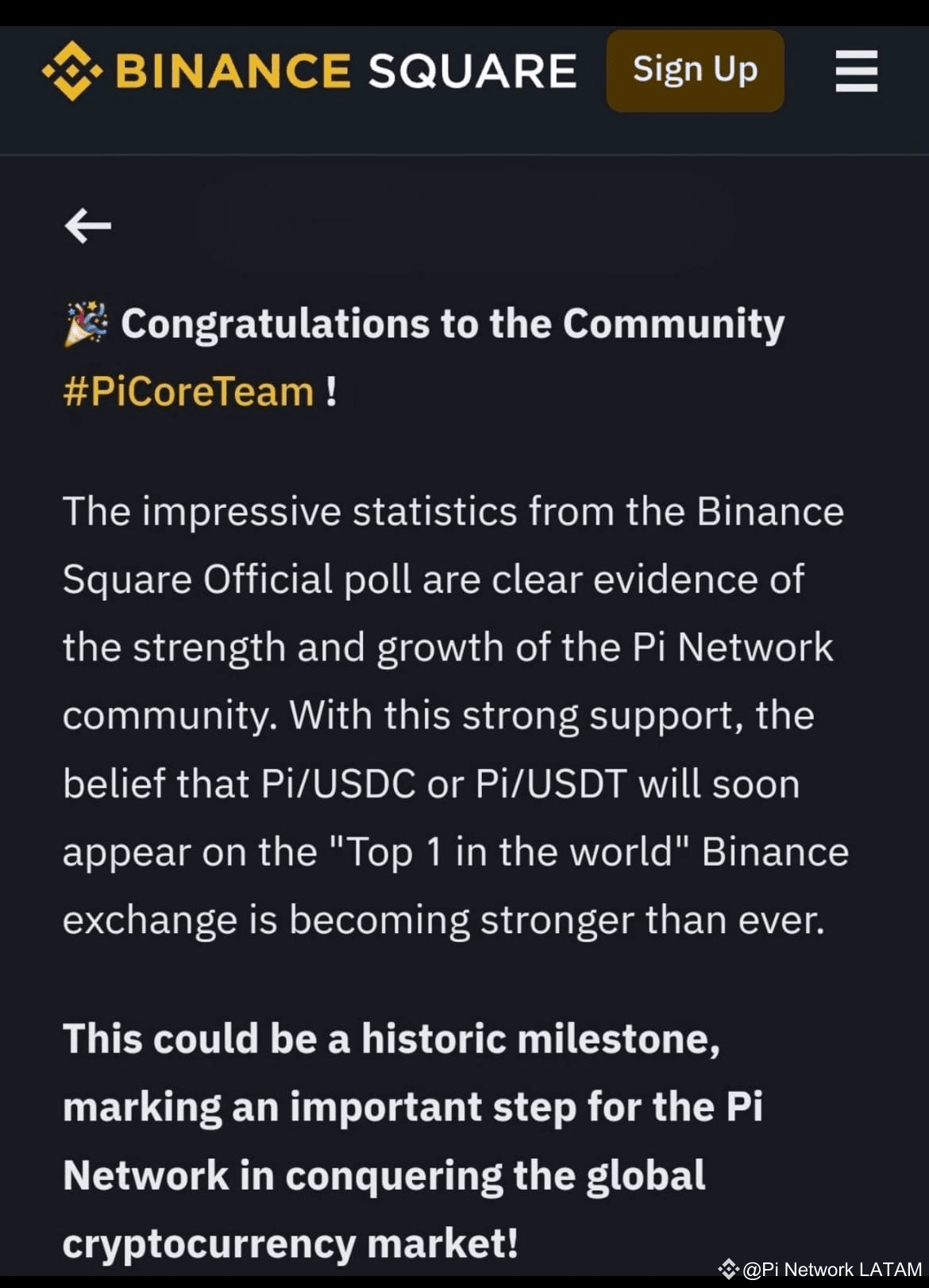 Ok this will bring massive volume to pi🚀 double digits here | Pi Network LATAM on Binance Square
