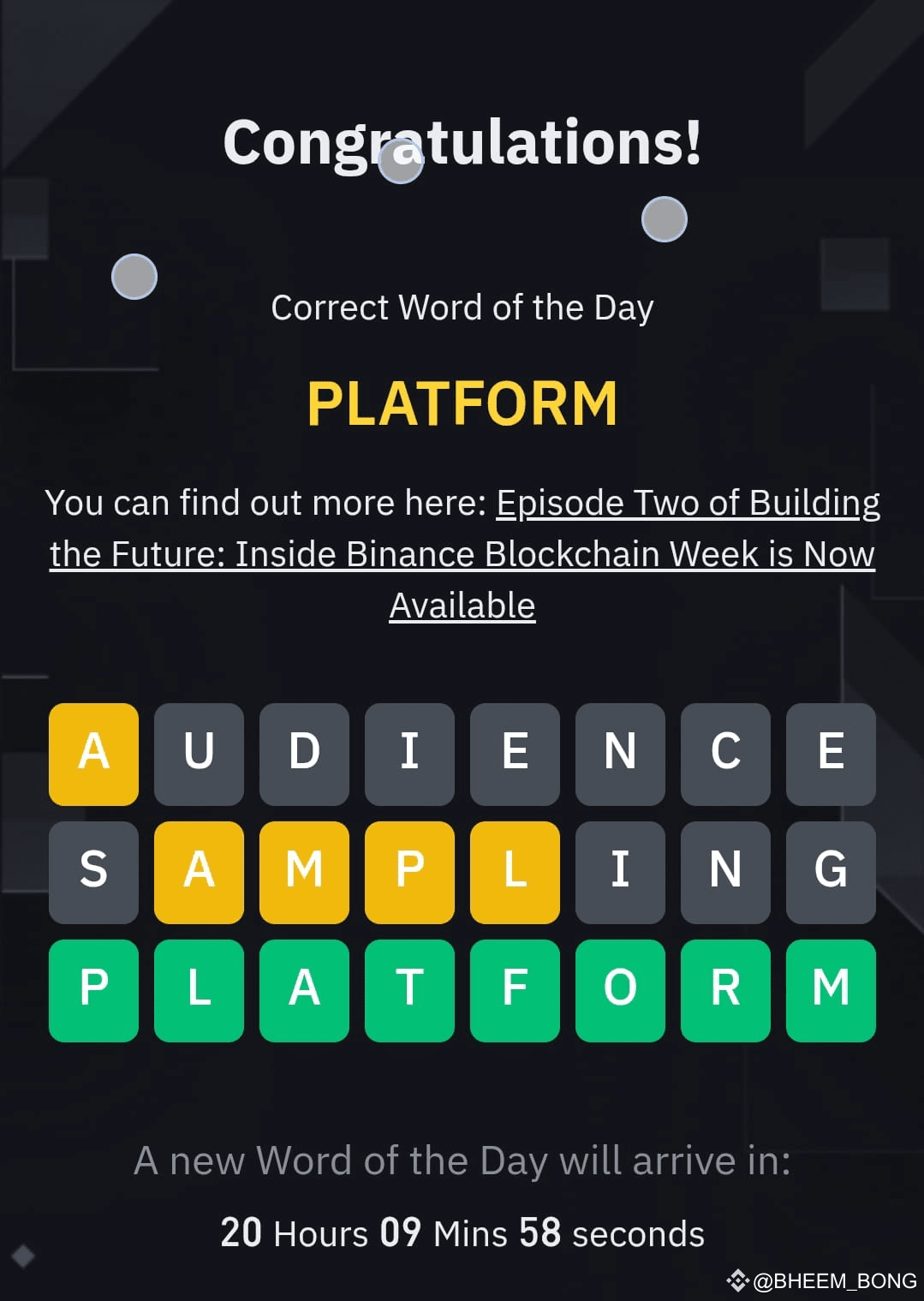 🚀 Binance Crypto Word Game SOLVED! The weekly key is unl | BHEEM_BONG ...