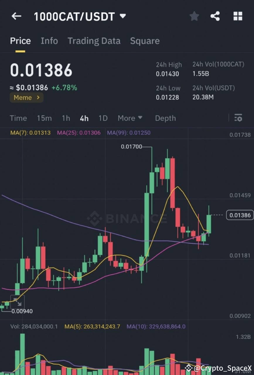 The volume doesn’t lie—$1000CAT is hot. $1000CAT is crushing | Crypto_SpaceX on Binance Square