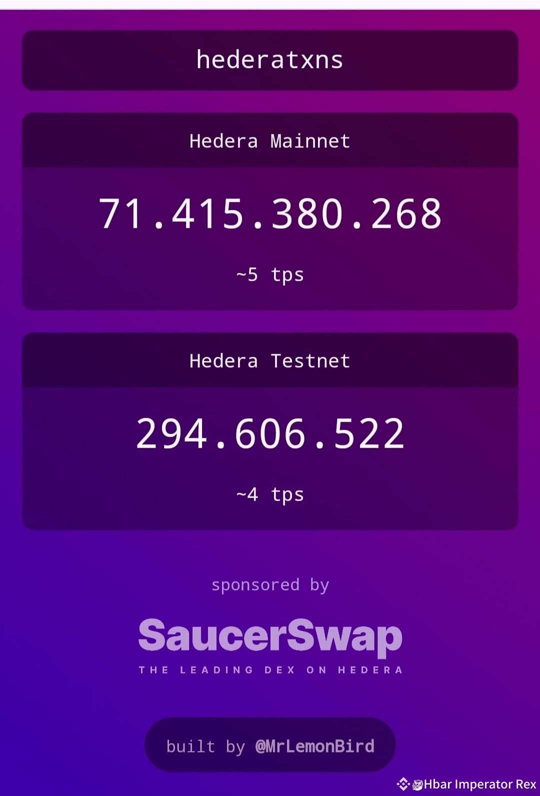 $HBAR is dead. should have several k tps, but ridiculous 5 t | Hbar ...