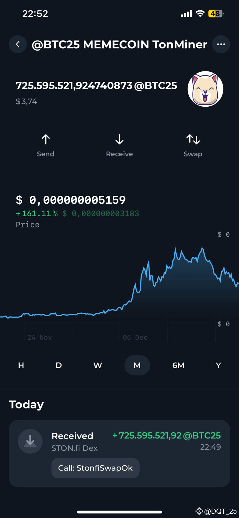 Swap test 1 Ton quite smooth. +1 diamond hand holder | DQT_25 on ...