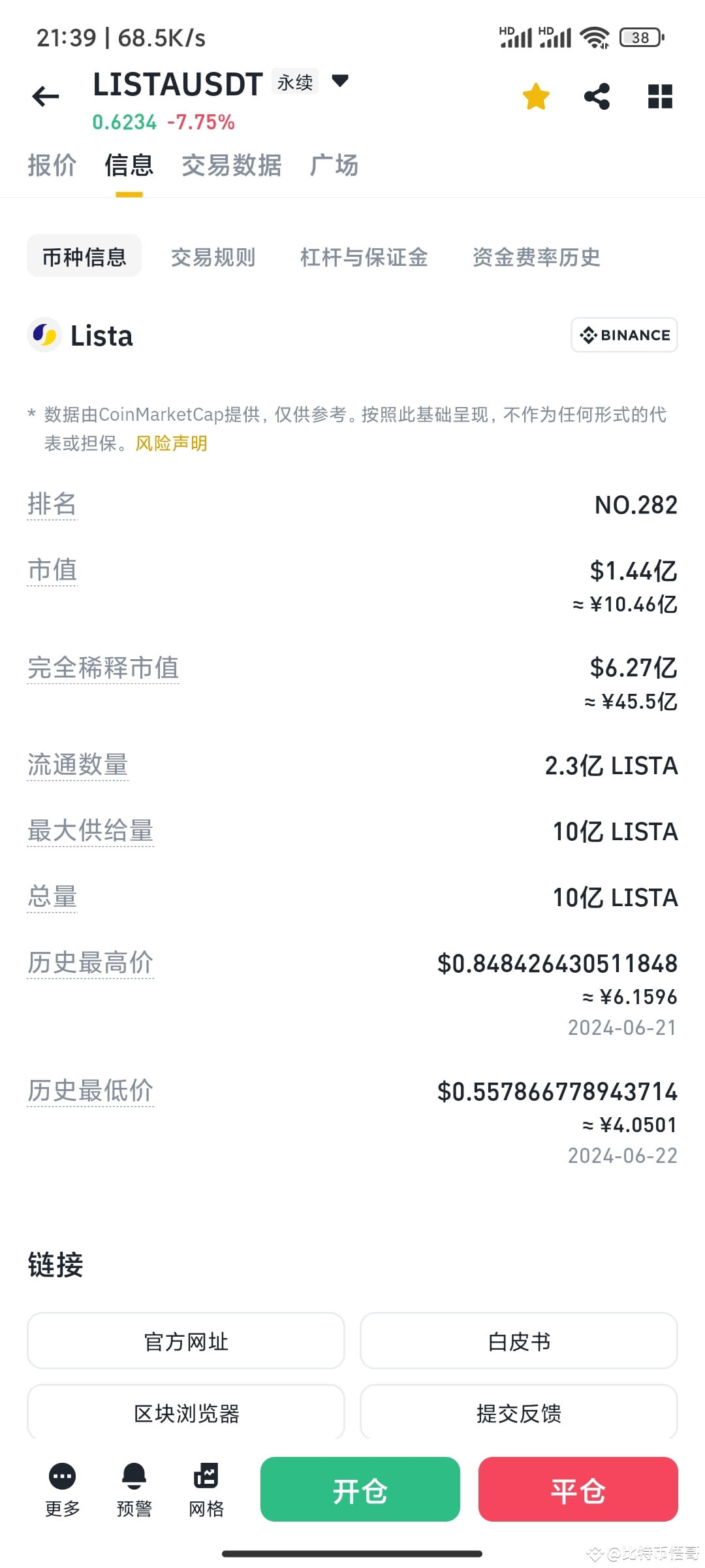 $LISTA is the only new coin on the market recently, with a | 比特币悟哥 on ...