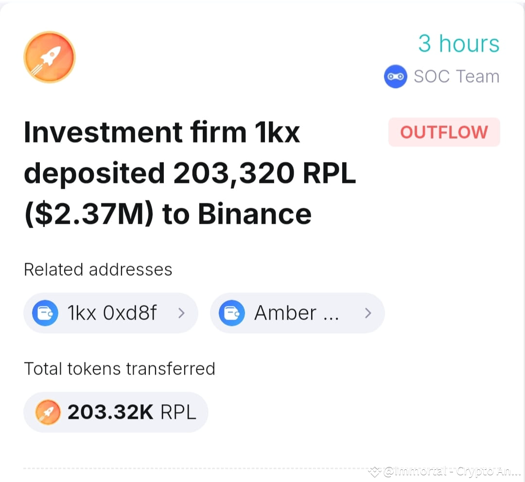 🚨🚨 Whale deposited 200K $RPL ($2.37M) to Binance at Big Pr | Immortal ...