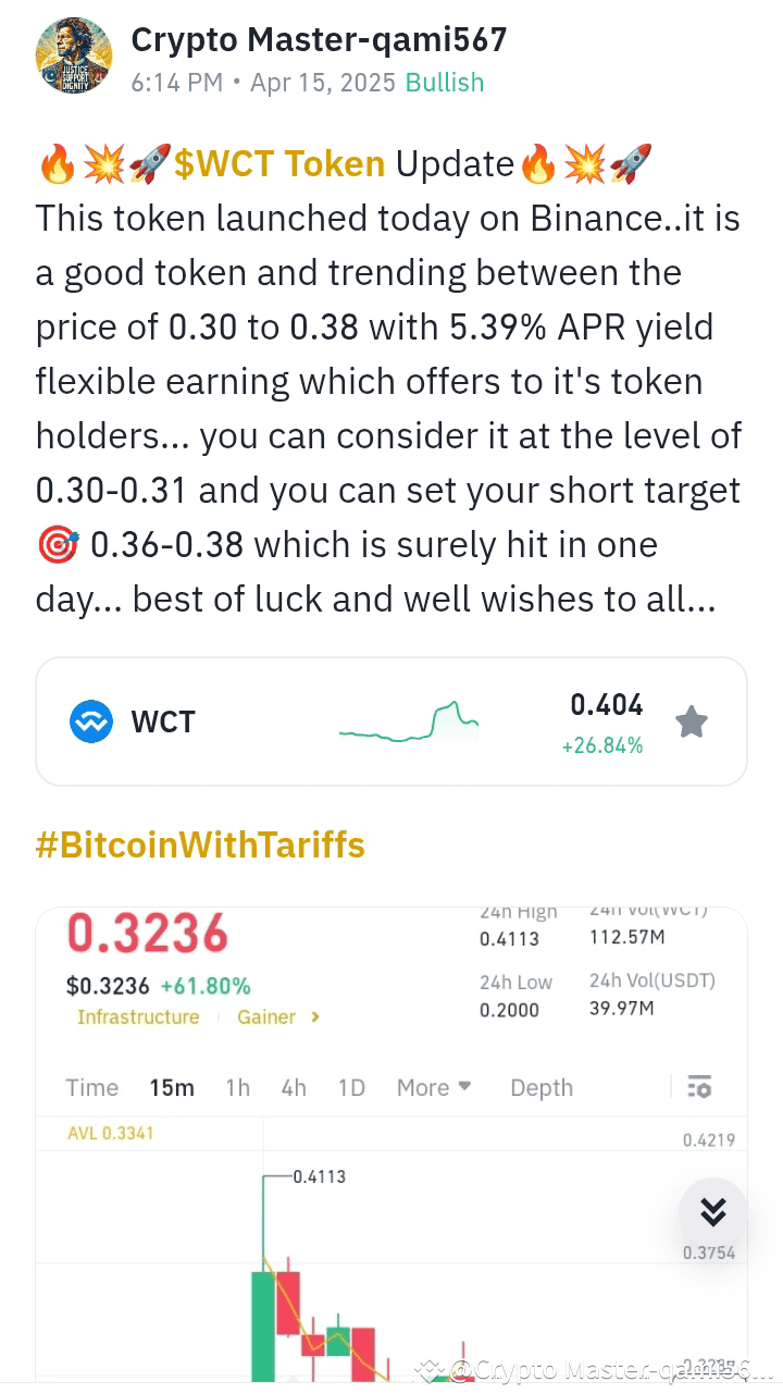 🚀💥🎯$WCT Achieve my all targets🎯🚀 I suggested $WCT New t | Crypto Master-qami567 on Binance Square