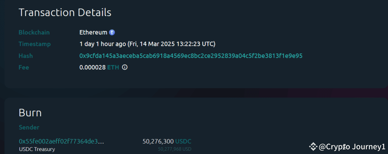 🚨 ANOTHER MASSIVE USDC BURN! 🔥 50.27 MILLION GONE! | Crypto Journey1 on Binance Square