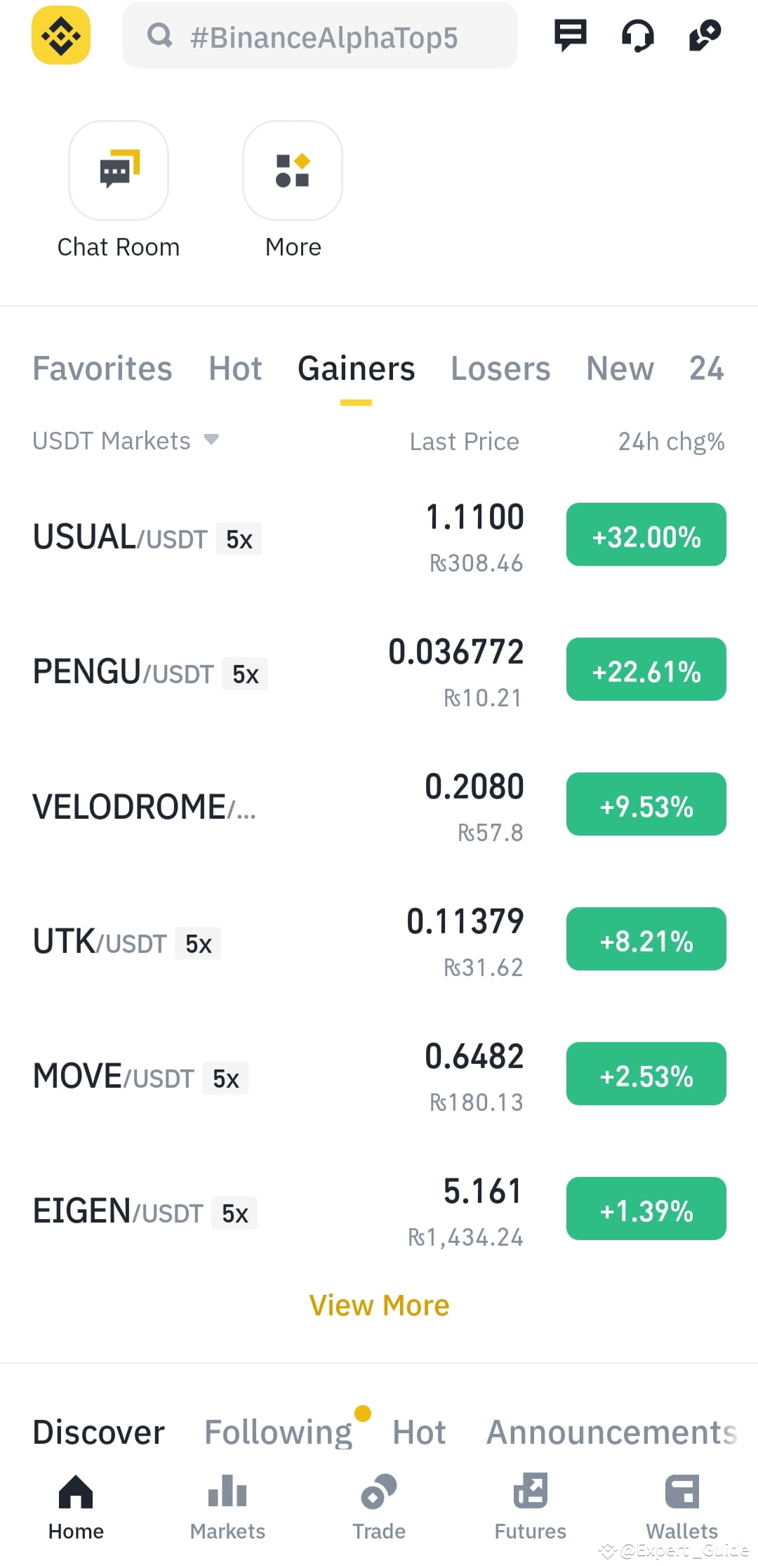 🚨🚨🔝 Gainers list in Binance's USDT Markets with the top-p | Expert ...