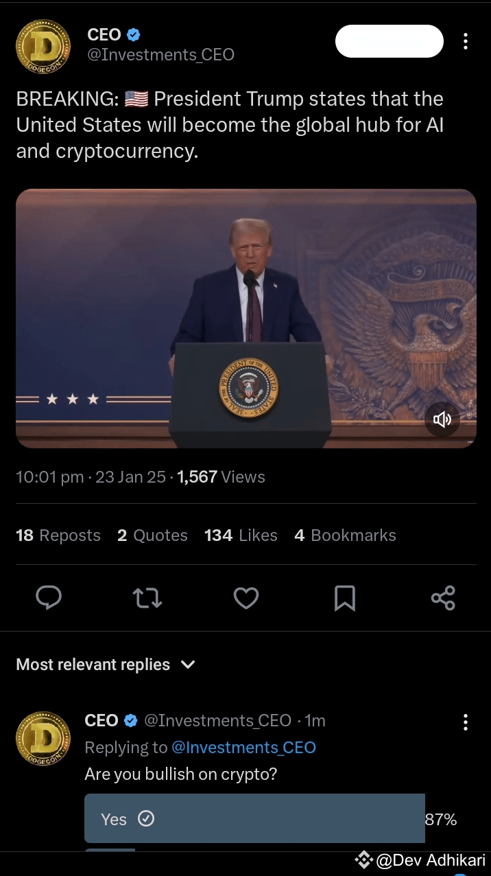 🚨 Crypto & Trump Donald Trump has stated USA as the capi | Dev Adhikari on Binance Square