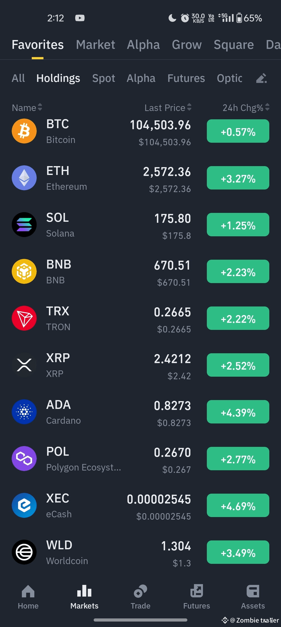l like new update on Binance showing holding s with there sy | Zombie ...
