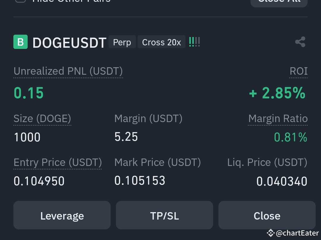 100$ to 1000$ challenge start long $DOGE at 0.105 2nd entr | HunterXD ...