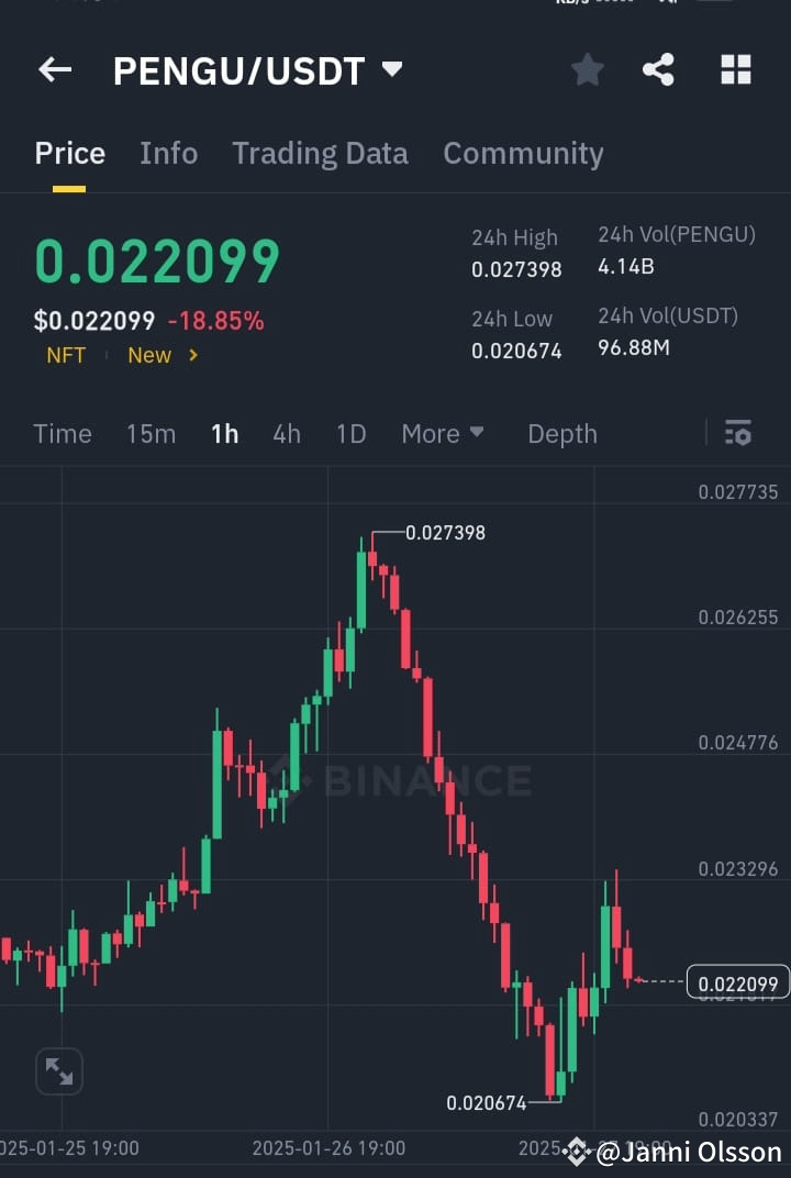 $PENGU PENGU/USDT: Steep Correction or Buying Opportunity? | Janni Olsson on Binance Square