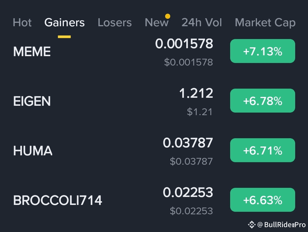 🔥 Gaining Momentum: $MEME , $EIGEN , $HUMA , #BROCCOLI714 ...