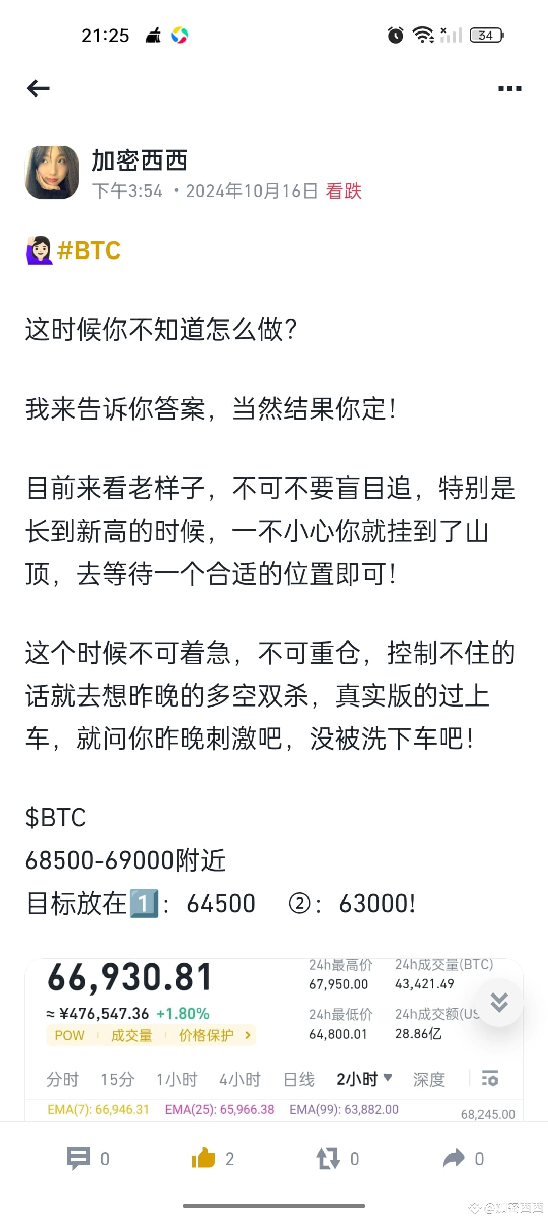 🙋🏻‍♀️🙋🏻‍♀️🙋🏻‍♀️The post is here, guys! $BTC Just che | 加密西西 on Binance ...