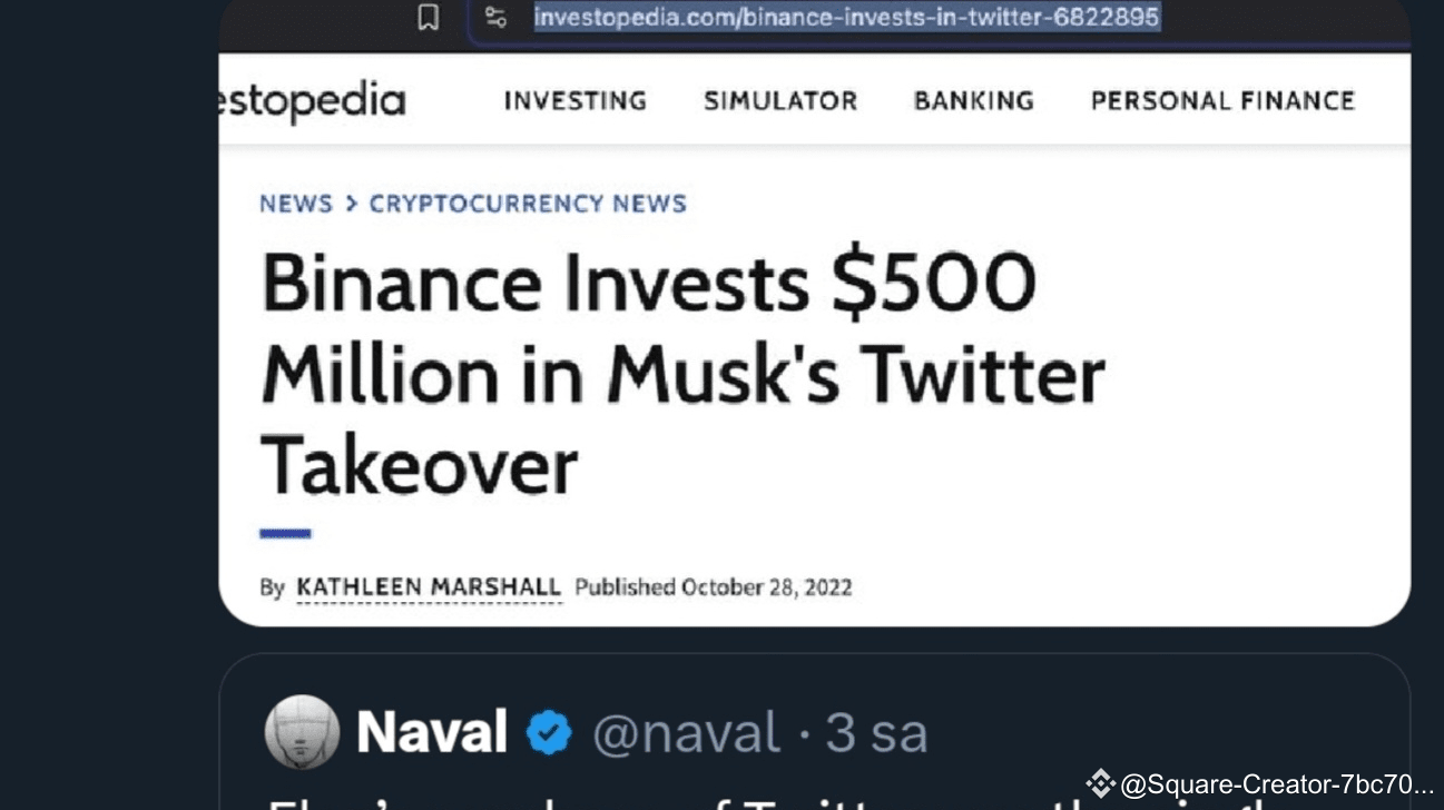 🔥BREAKING: Binance Invests $500 Million in Elon Musk’s Twitter ...