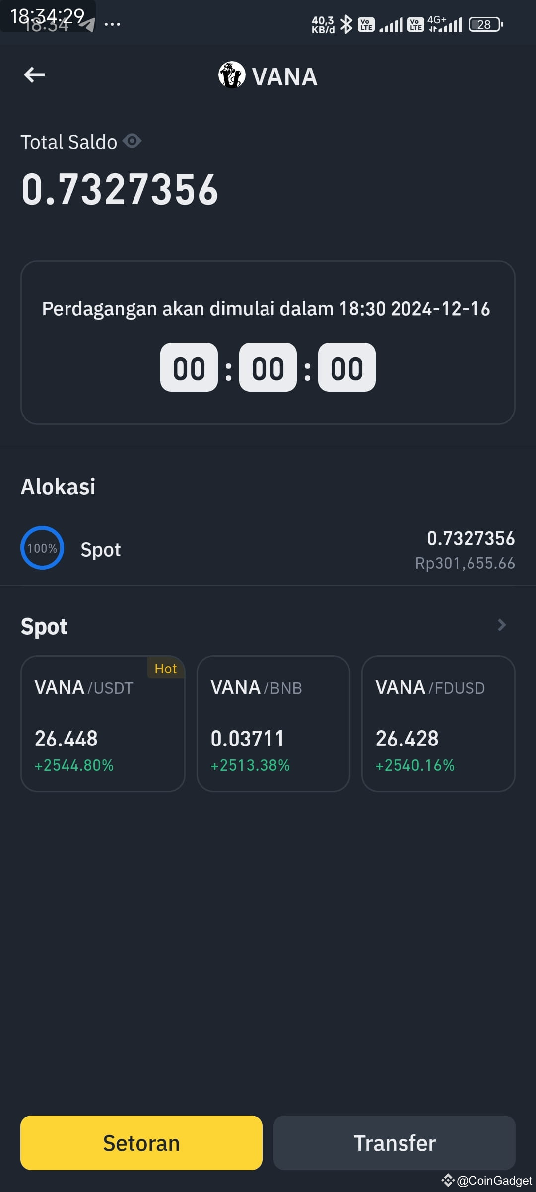 I locked $1414 FUSD and got 0.73 Vana which is a pittance 😅 | CoinGadget on Binance Square