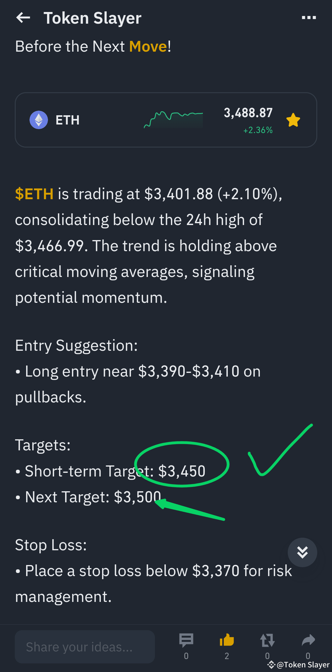 $ETH Signal PROVIDED-24/12/2024- TP1 and TP2 soon. Enjoy th | Token Slayer on Binance Square