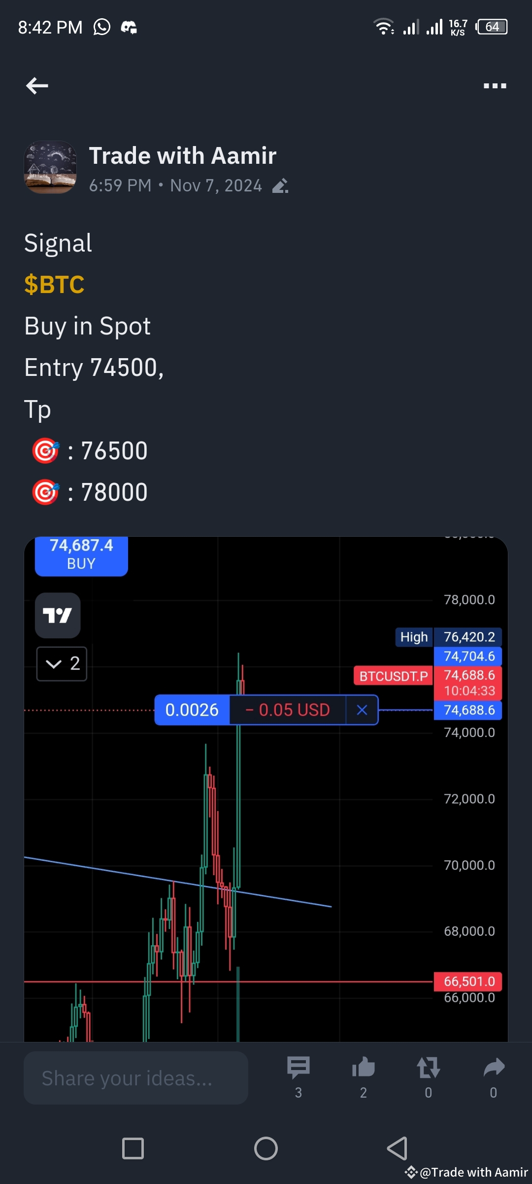 $BTC Both tp hit successfully i hope you have made some pr | User 61 on Binance Square