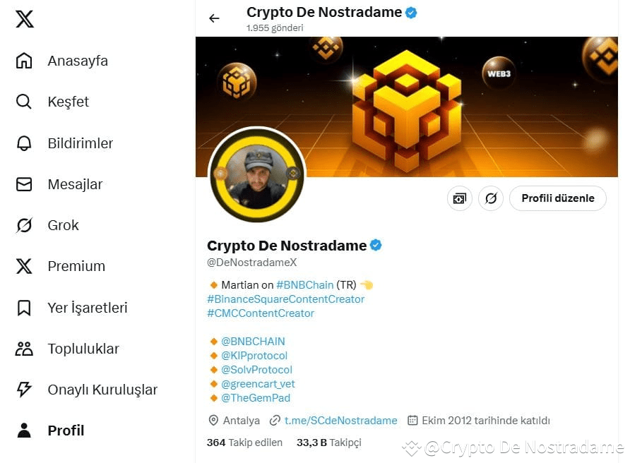 https://x.com/DeNostradameX For various prizes and gifts. F | Crypto De Nostradame on Binance Square