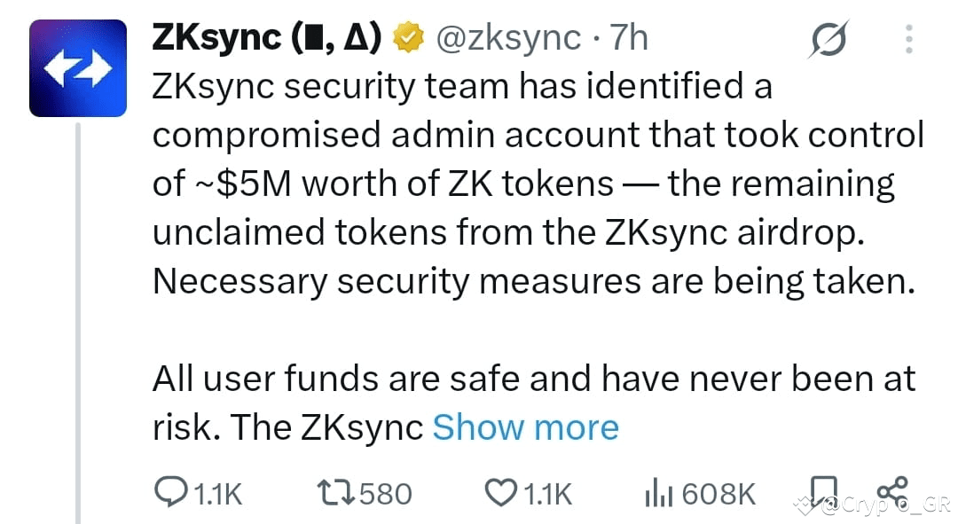 👨‍💻ZKsync Hack Causes ZK Token Drop An attack on the ZKsy | Crypto_GR on Binance Square