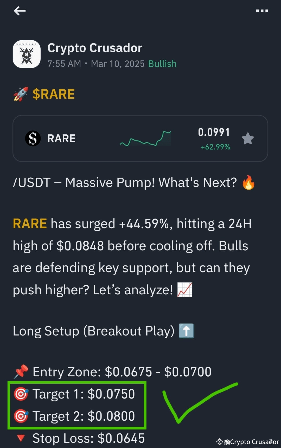 $RARE Long - All the tps hitted successfully - Follow me fo | Crypto ...