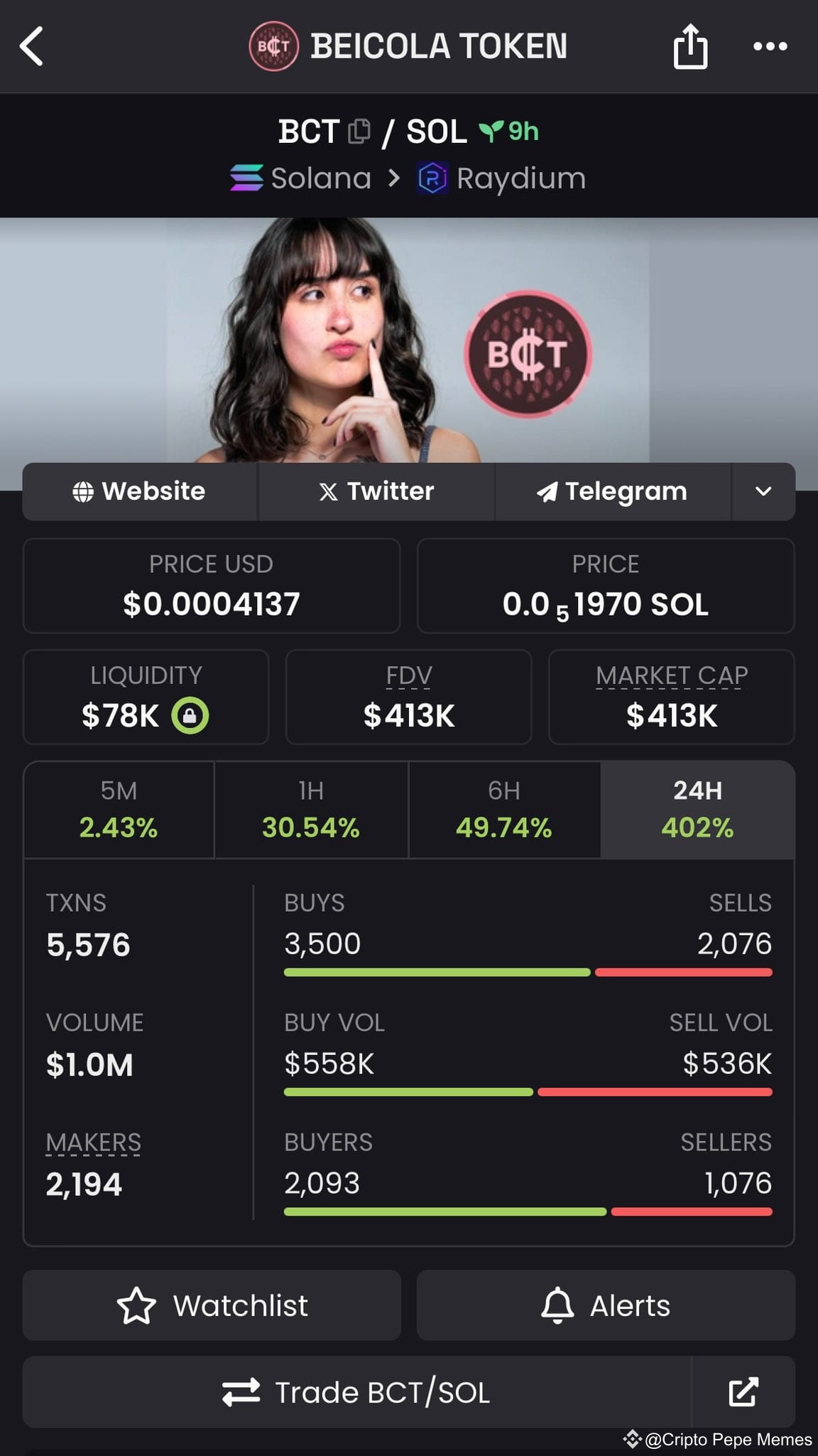 Will $BCT be the first Brazilian Memecoin to hit $1 million? | Cripto ...