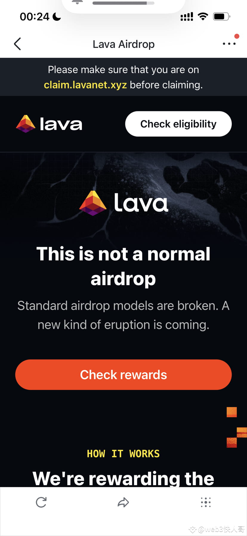 LAVA airdrop is now available Portal: https://claims.lavanet | web3快人哥 ...