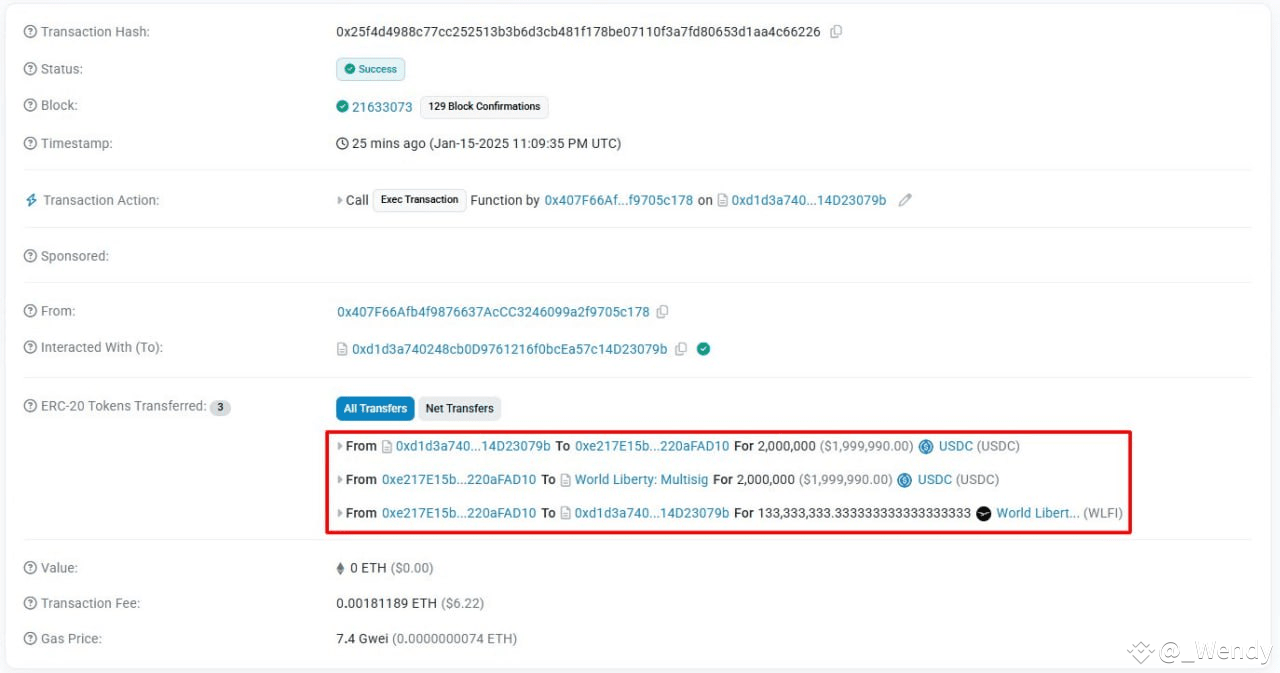 $USDC A whale has invested $2M $USDC to buy 133,333,333 $WLF | _Wendy ...