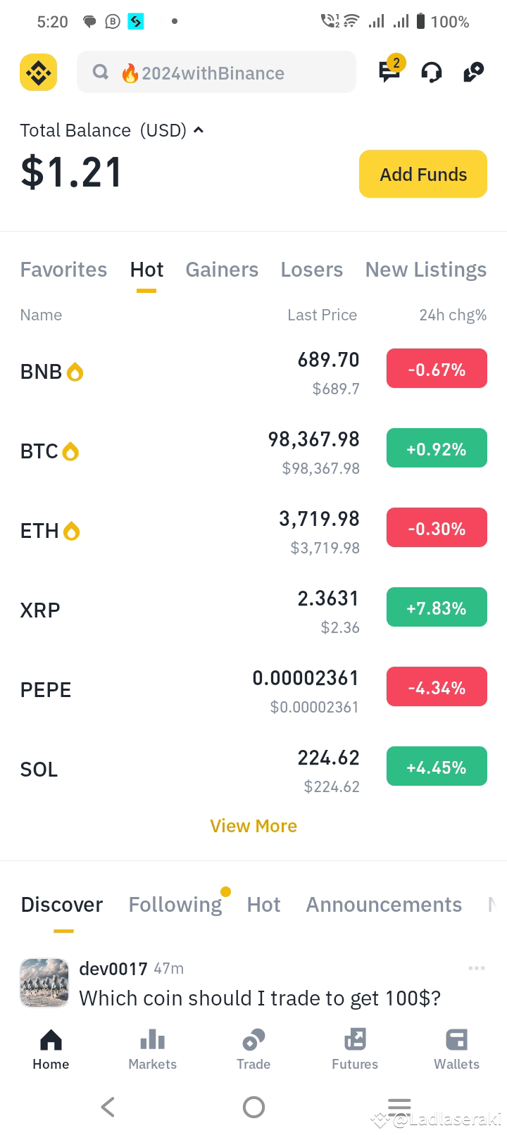 The screenshot shows a Binance cryptocurrency wallet dashboa | Bit Banter on Binance Square