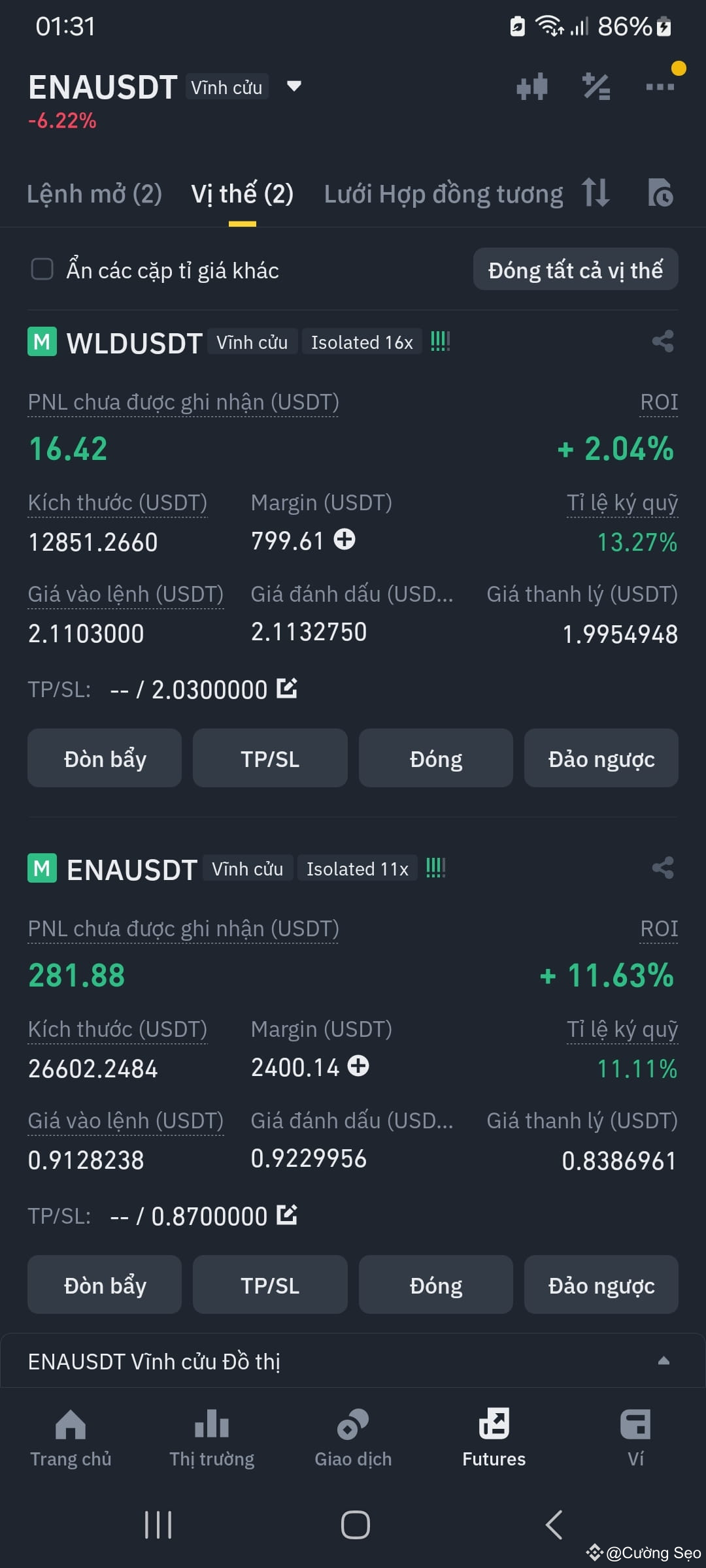 This time I'm definitely going to sleep. I'm tired$ENA $WLD | Cường Sẹo ...