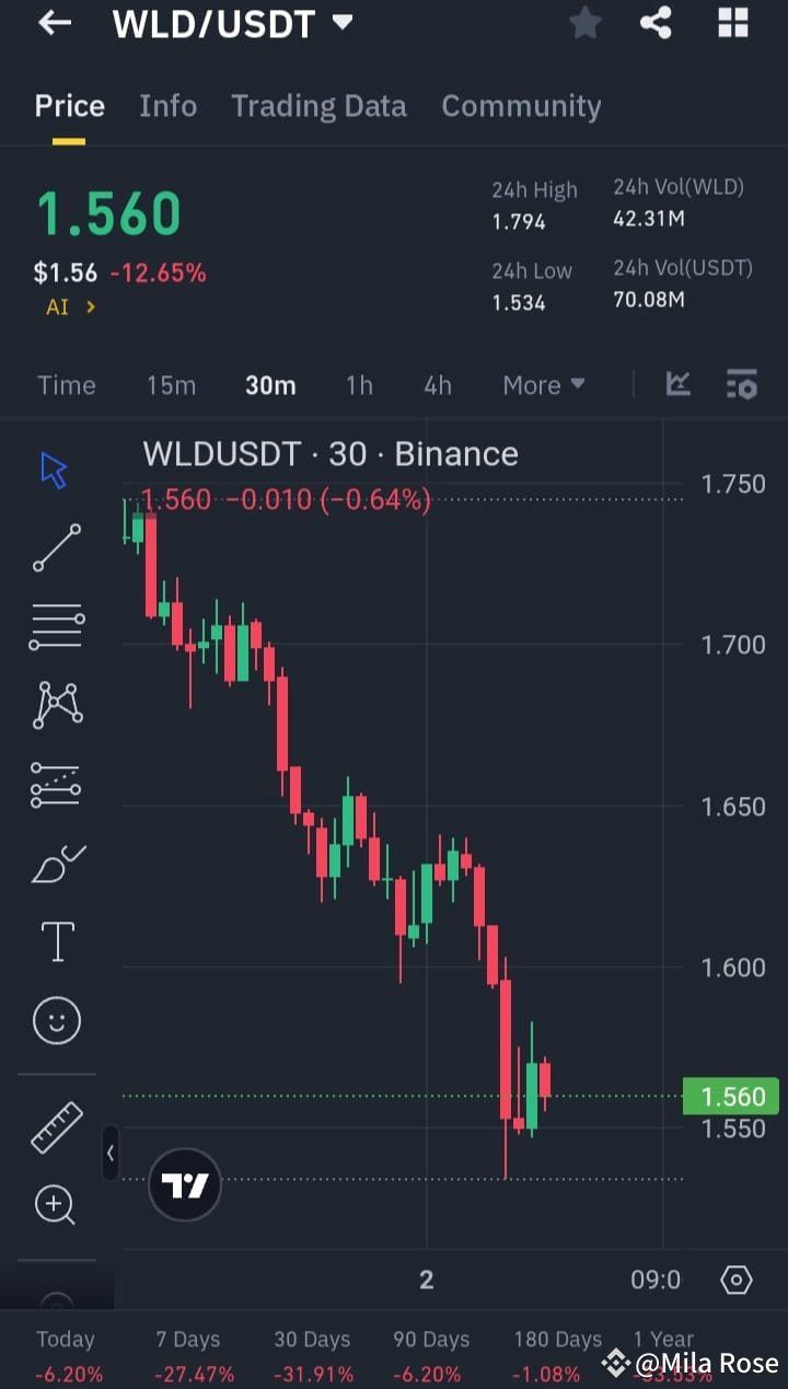 $WLD /USDT Strong Dip Move 💯 Watch For Breakout Opportuni | Mila Rose on Binance Square