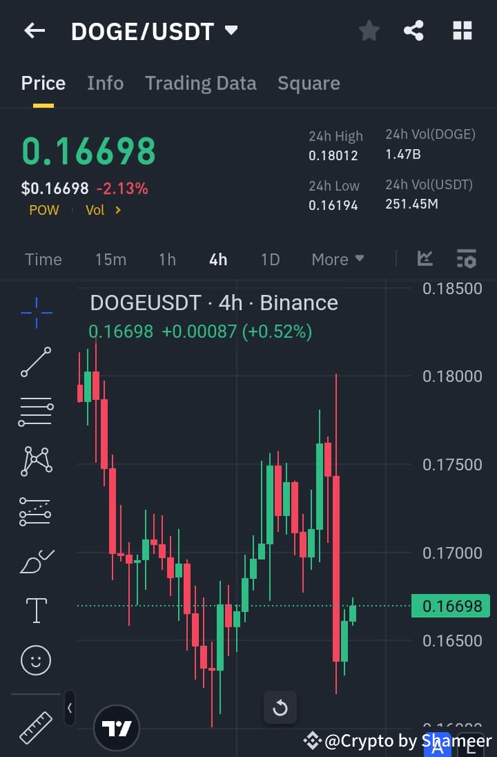 $DOGE / USDT Bull Run Alert!🚨 Current Price: $0.16698 24h C | Crypto by Shameer on Binance Square