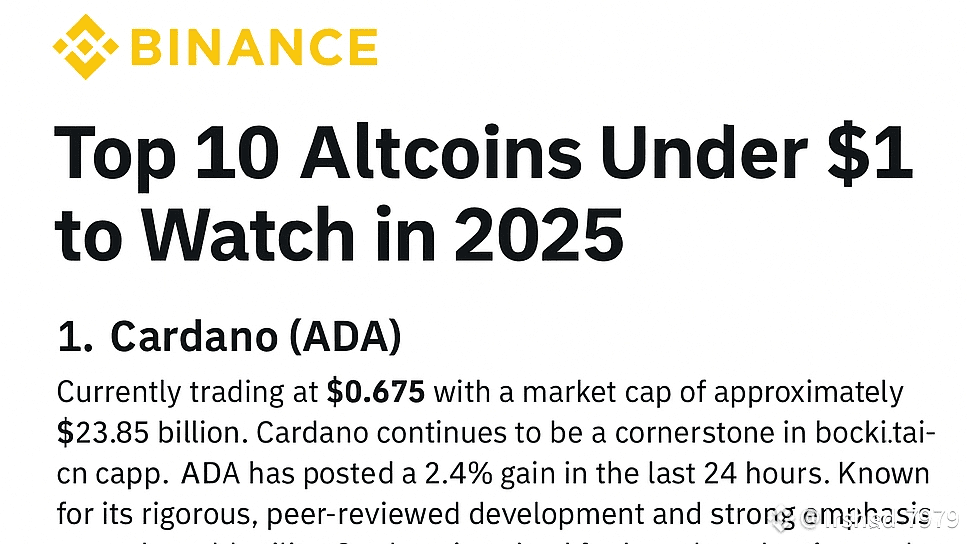 Top 10 Altcoins Under $1 to Watch in 2025 | Irshad-7979 on Binance Square