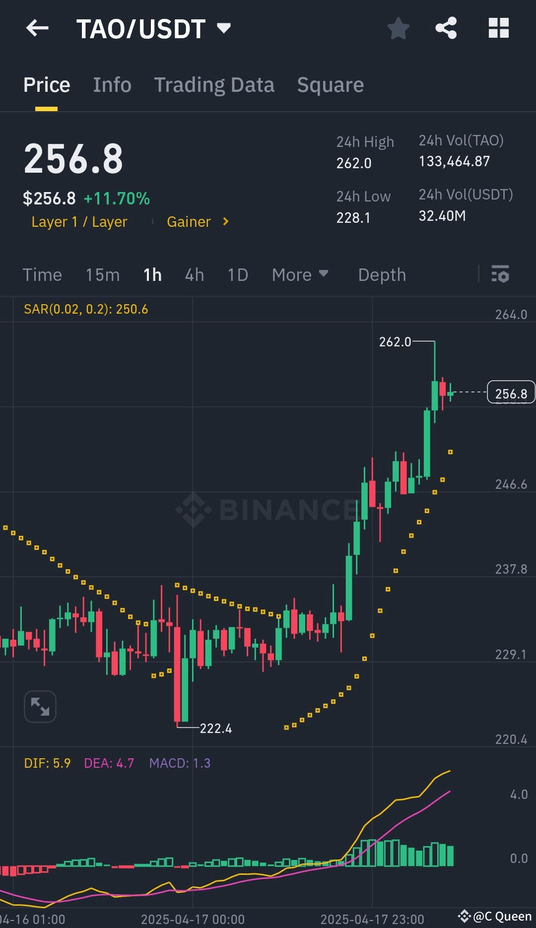 $TAO /USDT – BULLISH SURGE TO 262, STRONG MOMENTUM HOLDS ABO | C Queen on Binance Square