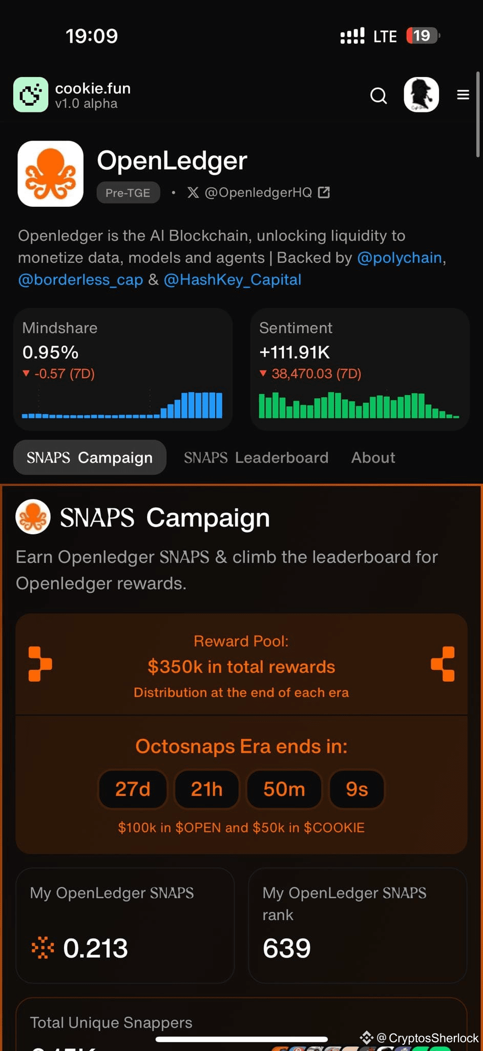This guy jumped into the @OpenledgerHQ SNAPS campaign with f | CryptosSherlock on Binance Square