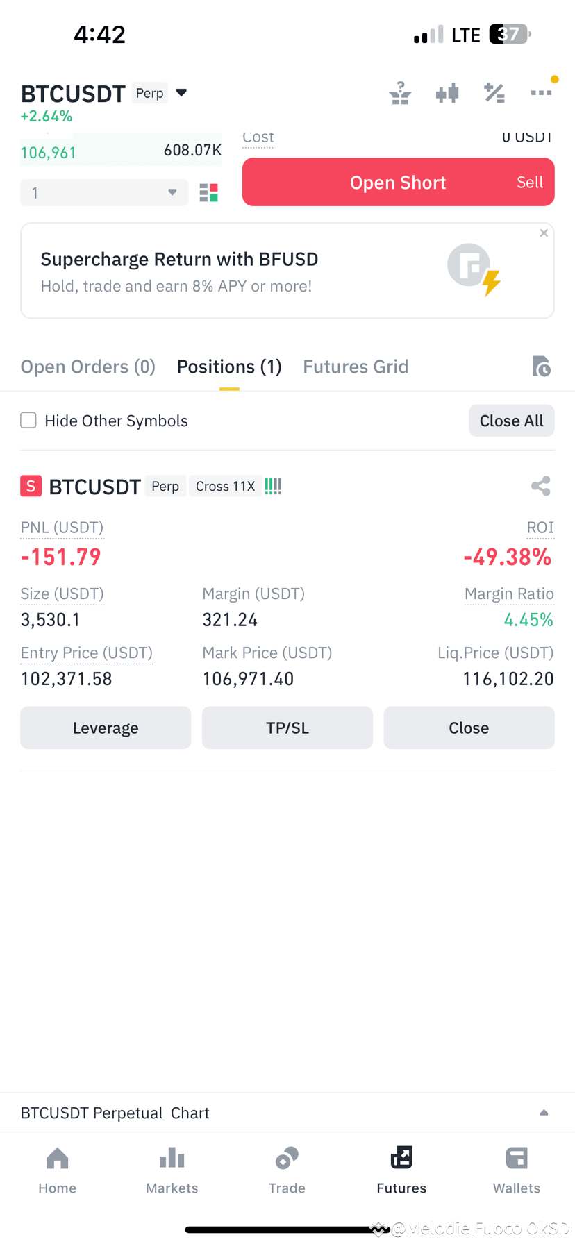 $BTC I opened this trade at 102k wondering it will dump. S | Melodie ...